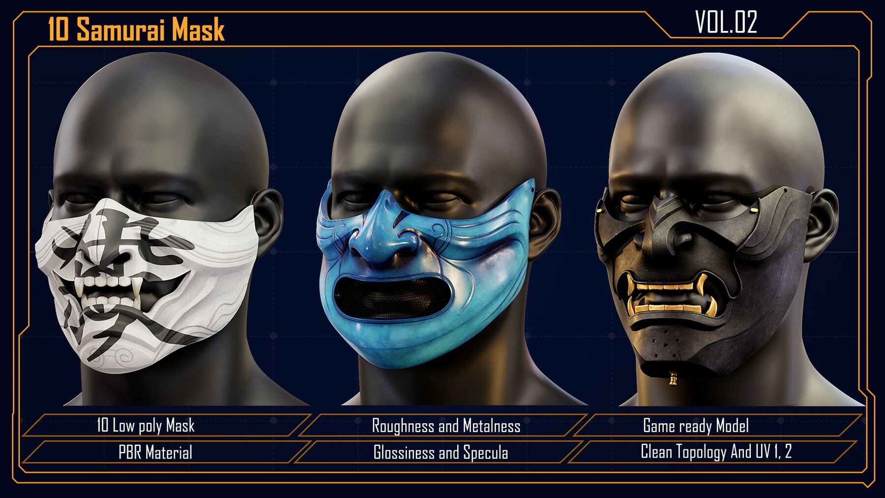 ArtStation - Samurai Mask vol 2 | Game Assets