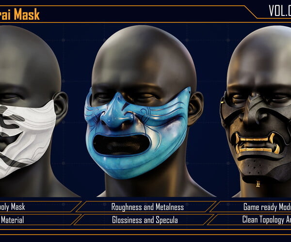 ArtStation - Samurai Mask vol 2 | Game Assets