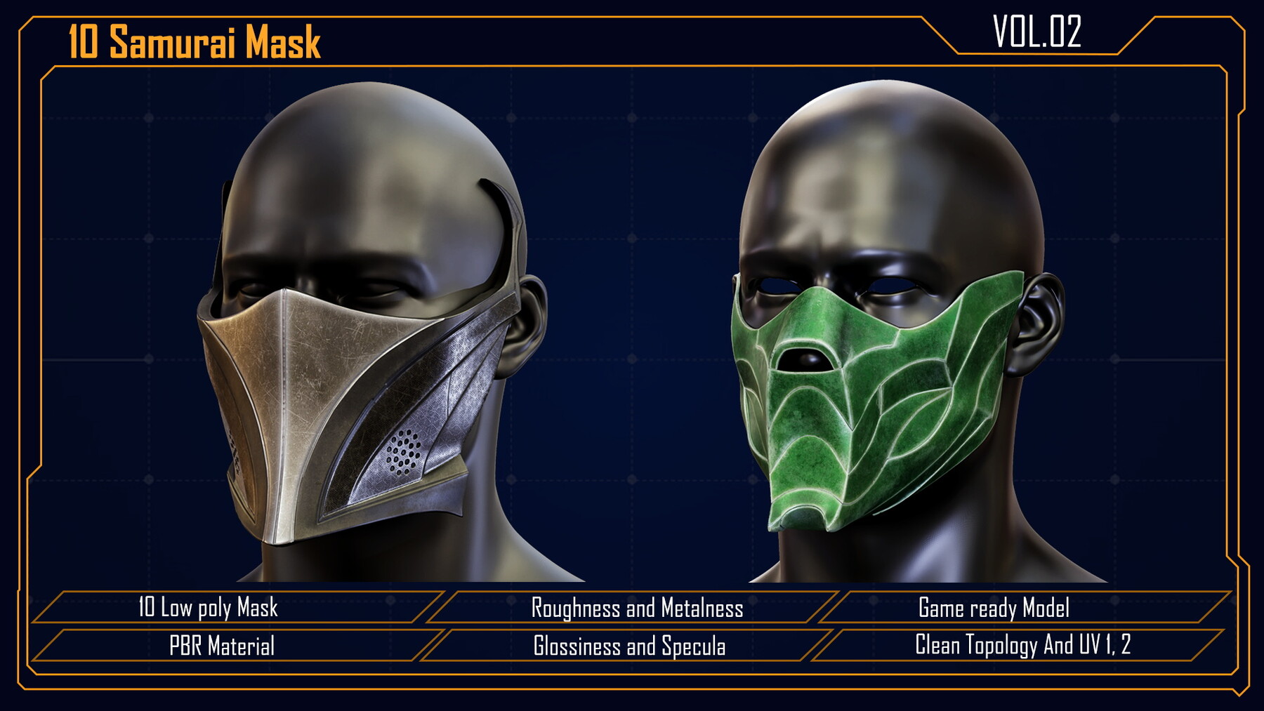 ArtStation - Samurai Mask vol 2 | Game Assets