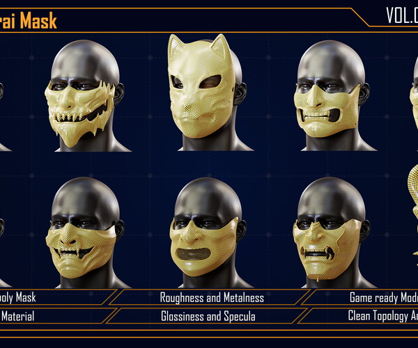 ArtStation - Samurai Mask vol 2 | Game Assets