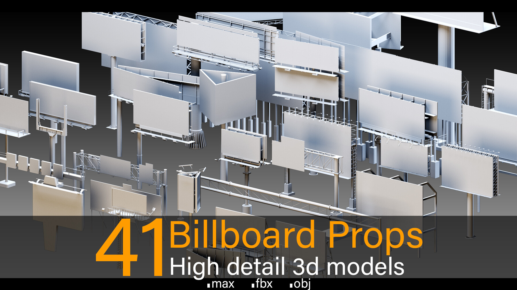ArtStation - 41 Billboard Props- High detail 3d models | Resources