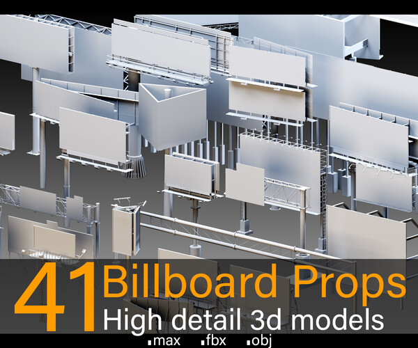 ArtStation - 41 Billboard Props- High detail 3d models | Resources