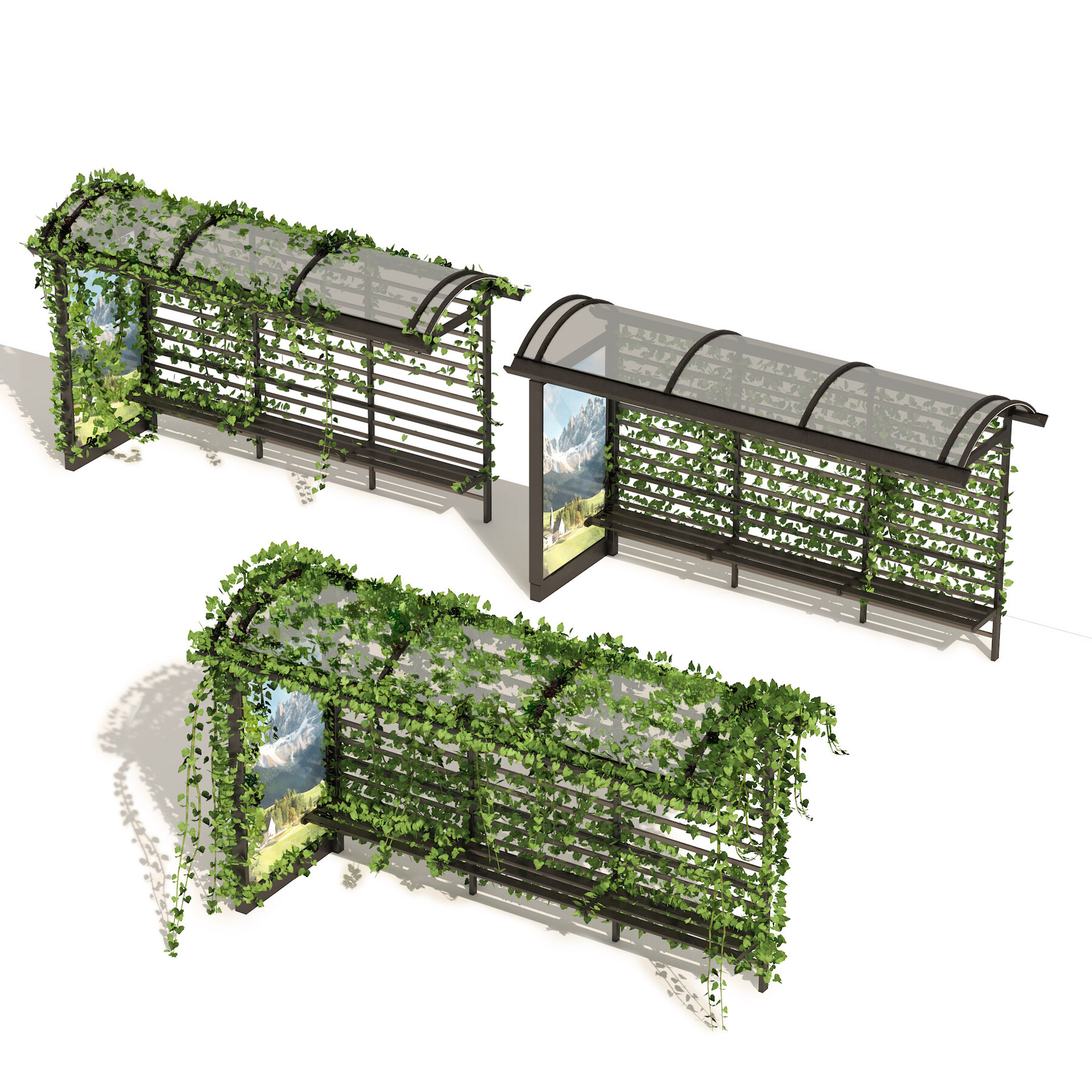 ArtStation - 3 Bus Station with Climbing plant | Resources