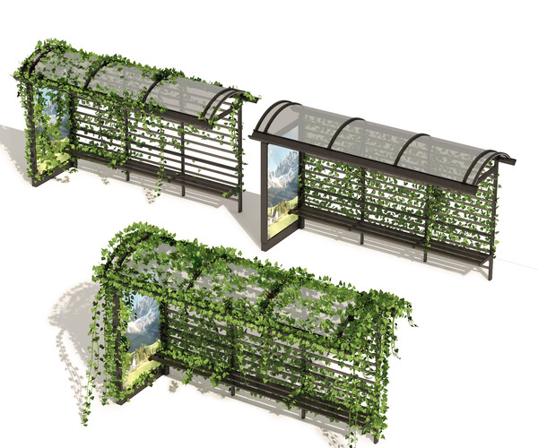 ArtStation - 3 Bus Station with Climbing plant | Resources