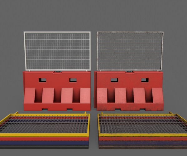 ArtStation - PBR Traffic Barrier Red | Game Assets