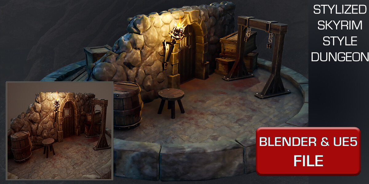 3D Tudor - Stylized Skyrim Style Dungeon Scene Environment Blender ...