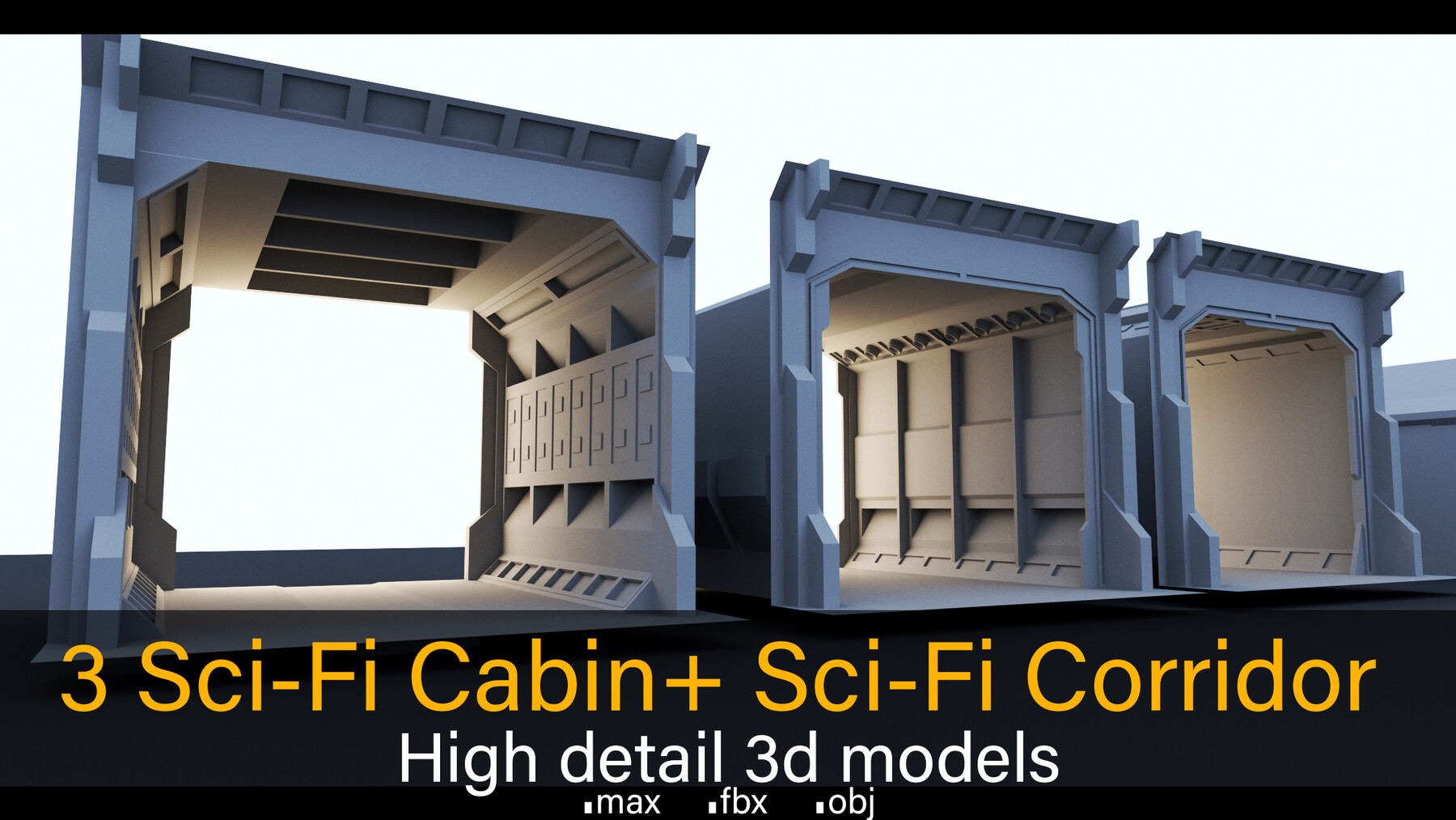 ArtStation - 3 Sci-Fi Cabins & A Corridor- High detail 3d models | Resources