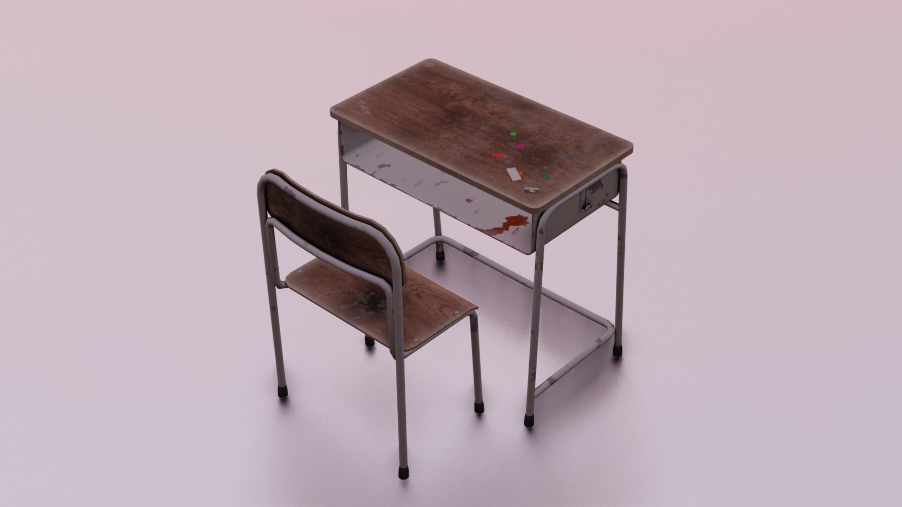 ArtStation - SCHOOL DESK AND CHAIR GAME READY LOW POLY | Game Assets