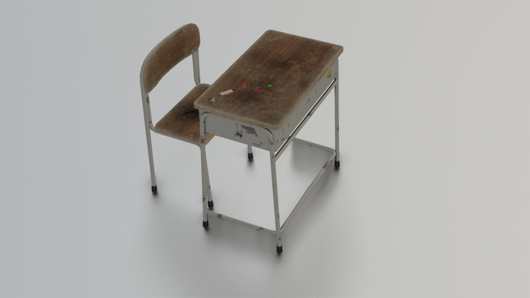ArtStation - SCHOOL DESK AND CHAIR GAME READY LOW POLY | Game Assets