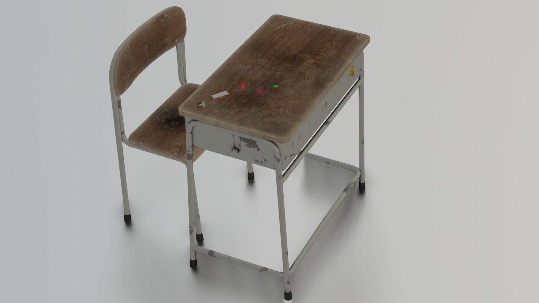 ArtStation - SCHOOL DESK AND CHAIR GAME READY LOW POLY | Game Assets