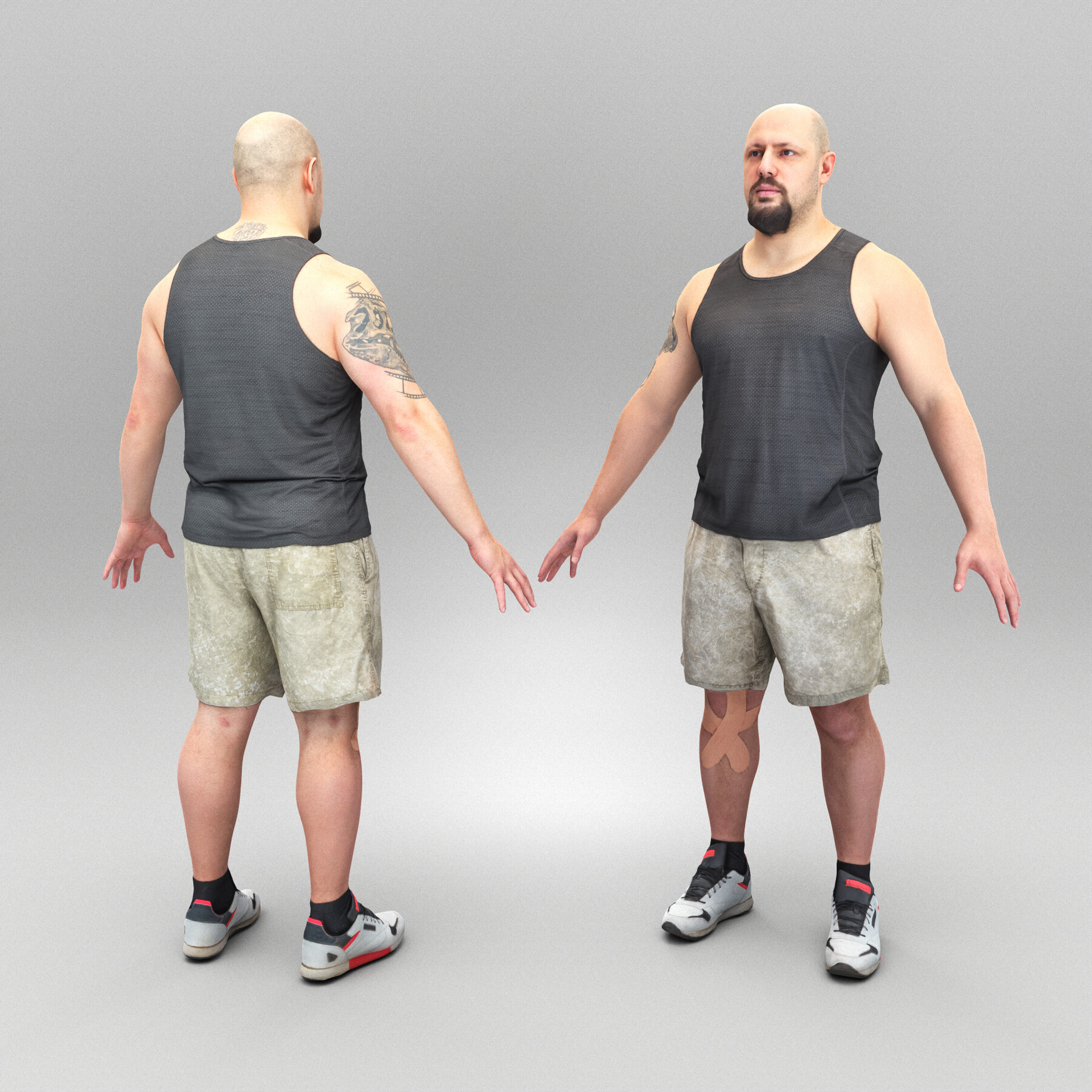 ArtStation - Athletic bald man in A-pose 381 | Game Assets