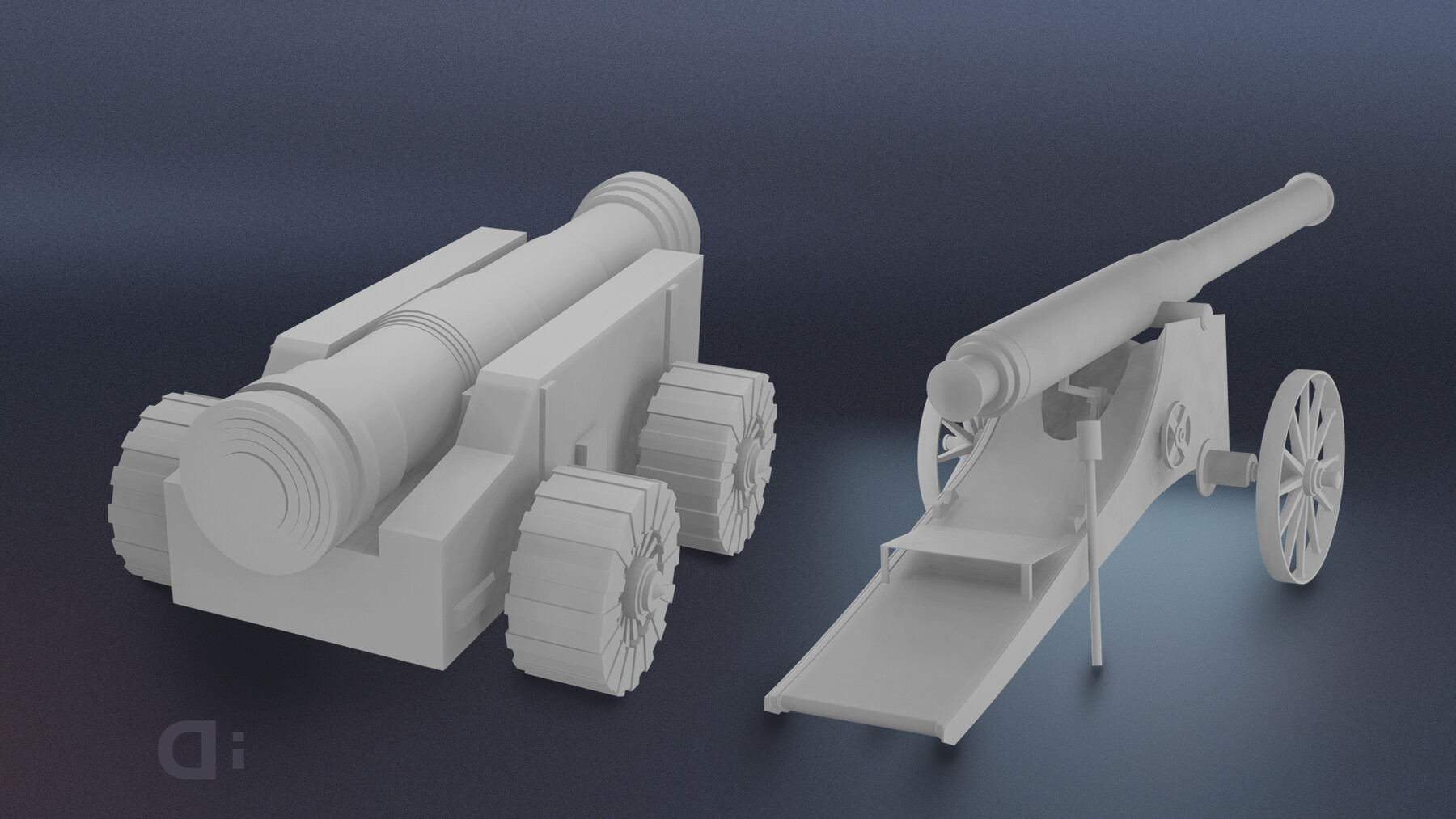 ArtStation - 5 Cannons Base Mesh - Game Ready | Game Assets