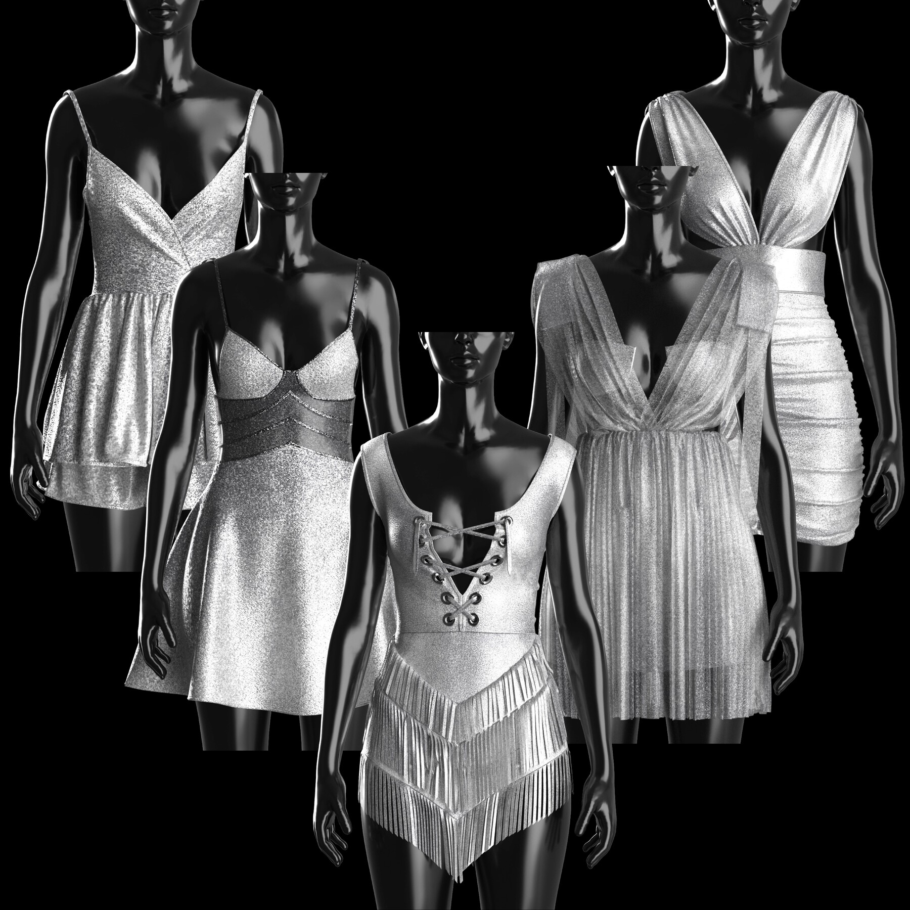 ArtStation - +5 woman dress pack +Clo3D and MD file + OBJ +FBX | Game Assets