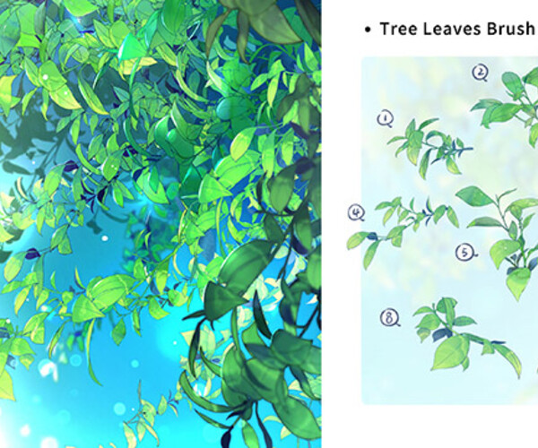 ArtStation - 3 Tree Leaves Brushes for ClipStudioPaint/18 PNG images ...
