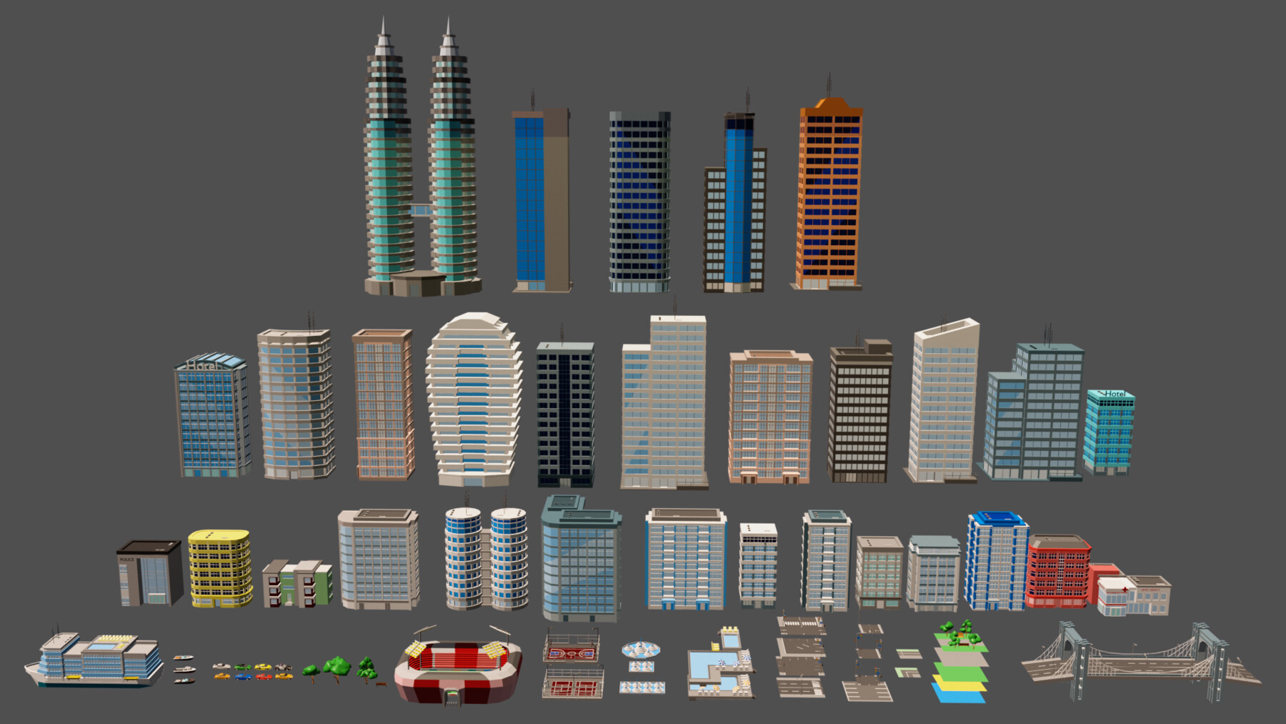 ArtStation - City 2 Metropolis Low-poly 3D model | Game Assets