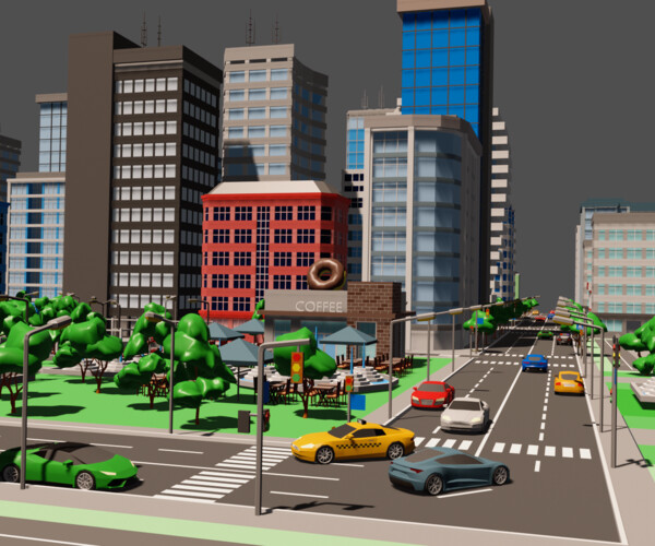 ArtStation - City 2 Metropolis Low-poly 3D model | Game Assets
