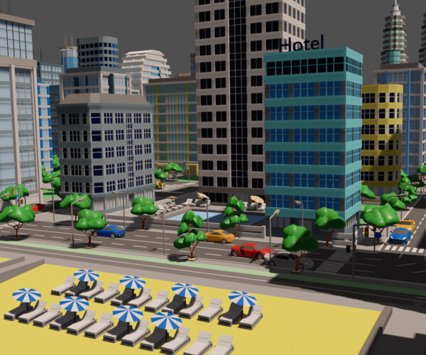 ArtStation - City 2 Metropolis Low-poly 3D model | Game Assets