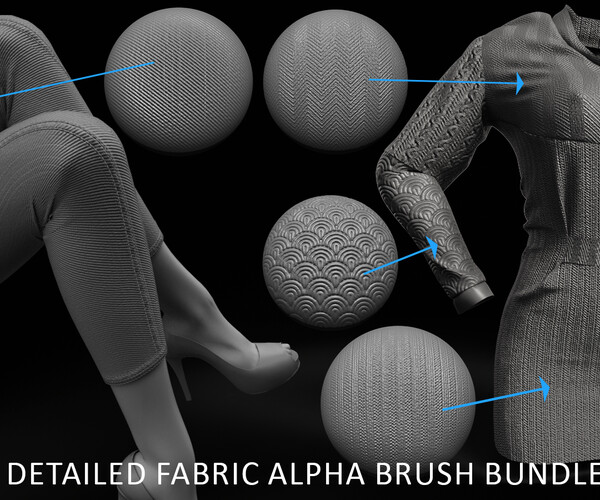 ArtStation - DETAILED FABRIC alpha brush bundle (tilable 2k tiff16bit ...
