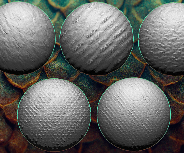 ArtStation - 25 Fish, Dragon Skin Alphas for ZBrush (Tileable) | Brushes