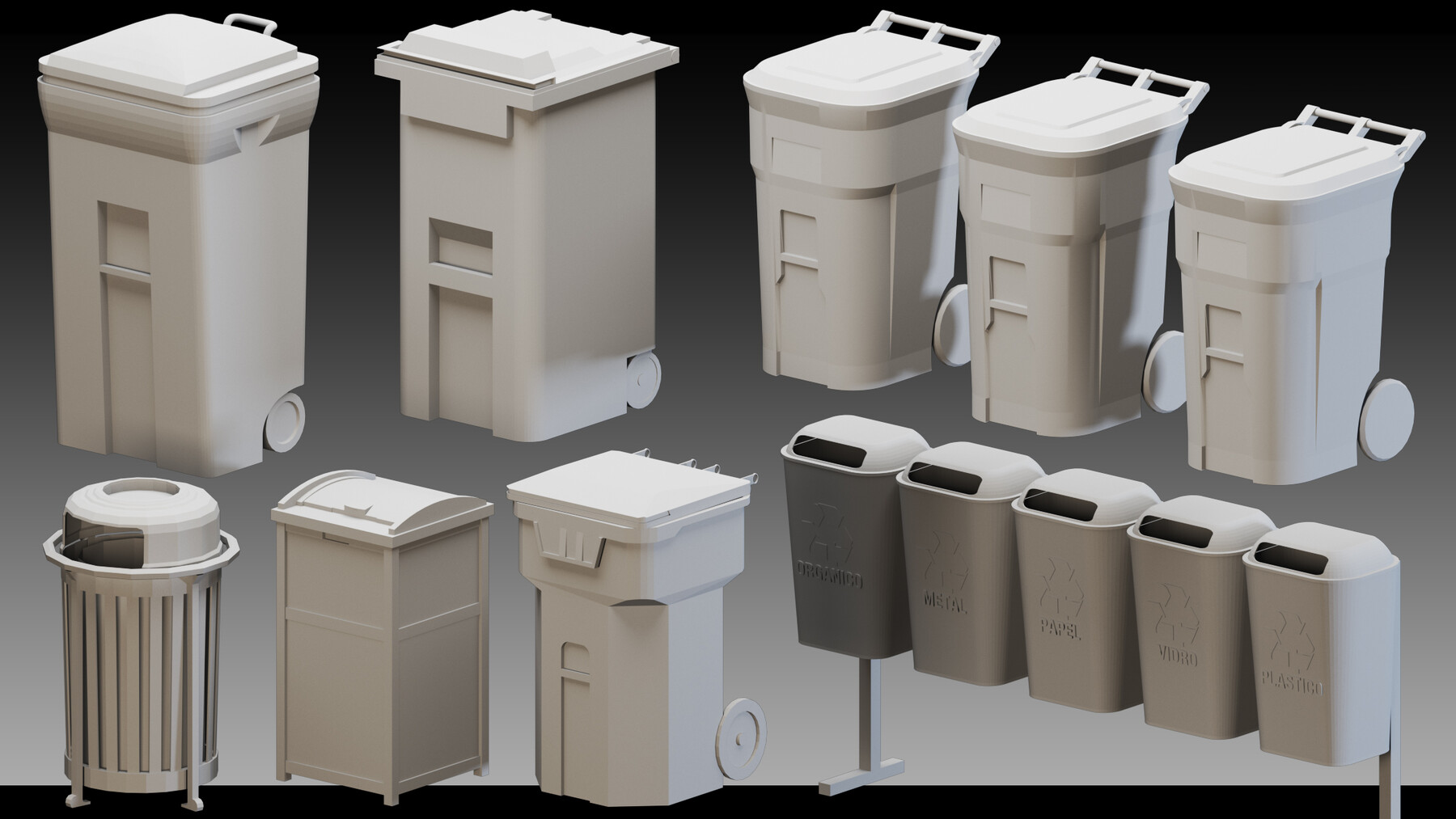 ArtStation - +97 Recycle Bins- High detail 3d models | Resources