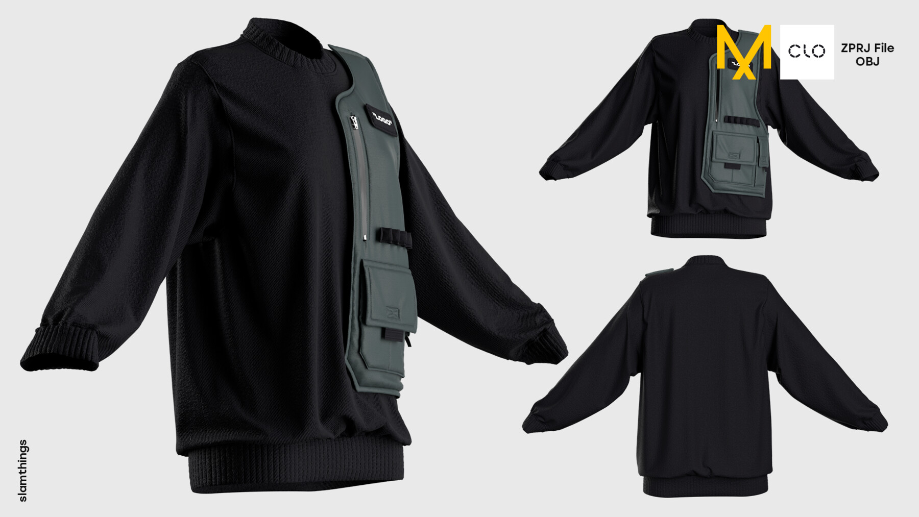 ArtStation - Streetwear Sweater w/Pocket #002 - Clo 3D / Marvelous ...