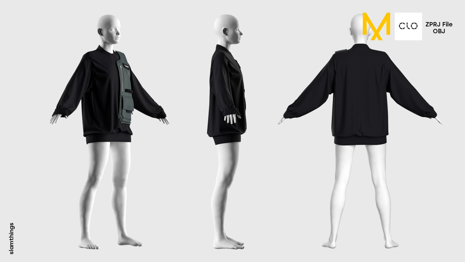 ArtStation - Streetwear Sweater w/Pocket #002 - Clo 3D / Marvelous ...