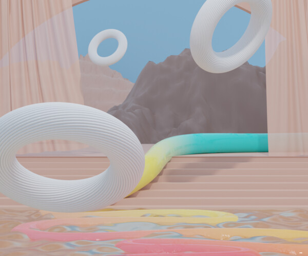 ArtStation - Abstract exterior stairs with look at the mountains and ...