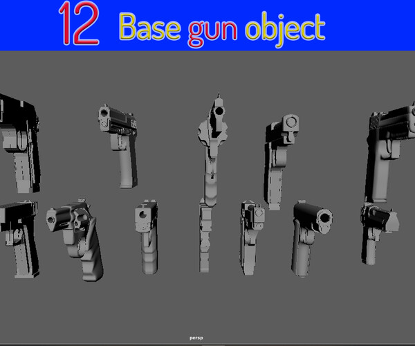 ArtStation - 12 pistol gun object | Resources