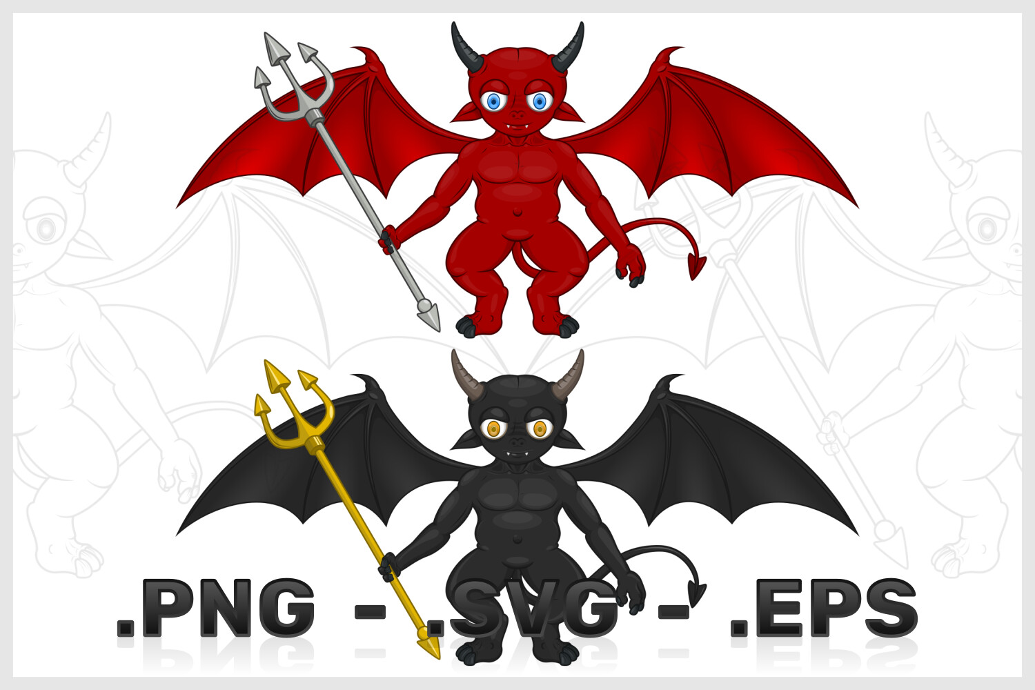 ArtStation - Winged Demon Vector Design With Tridents | Artworks