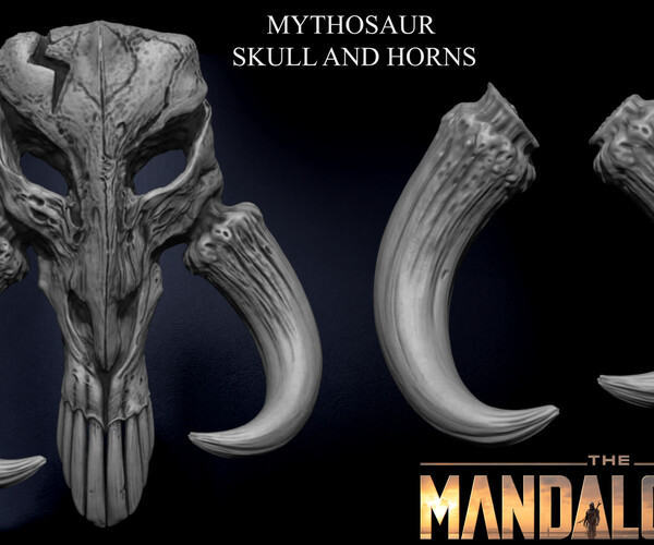 ArtStation - 3D PRINTABLE MYTHOSAUR SKULL AND HORNS PACK - THE ...