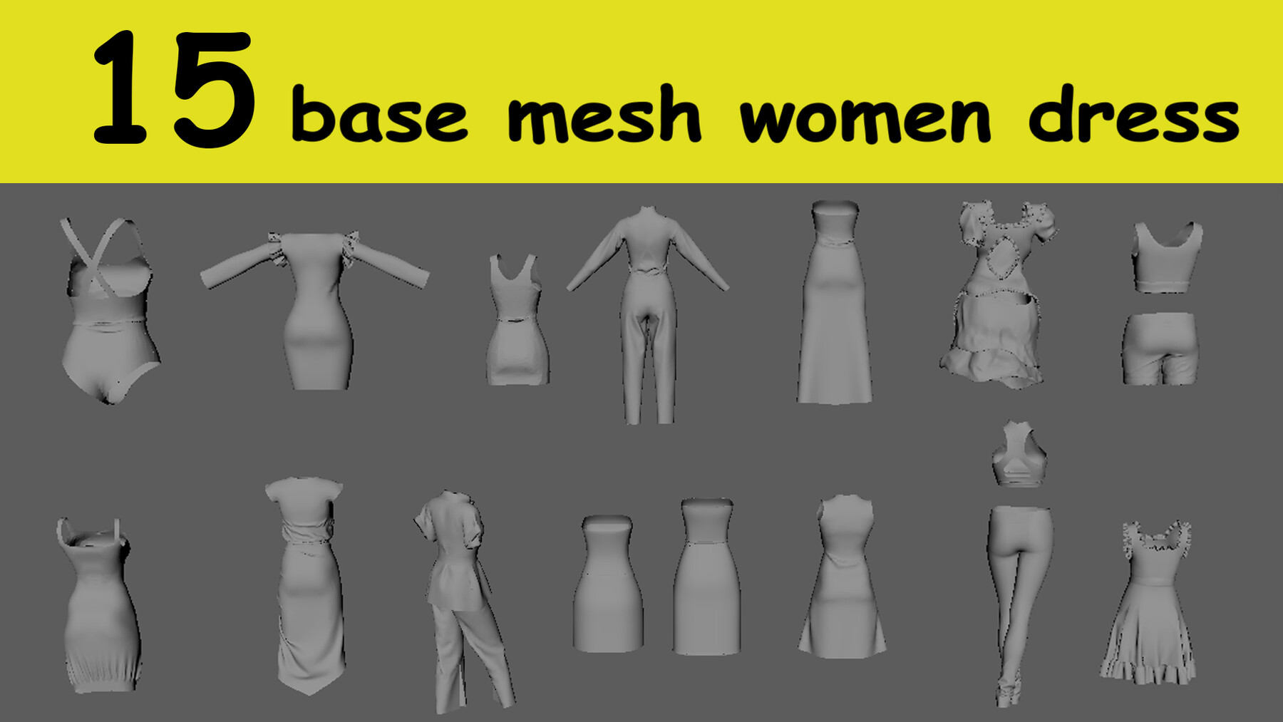 ArtStation - 15 base mesh women dress | Resources
