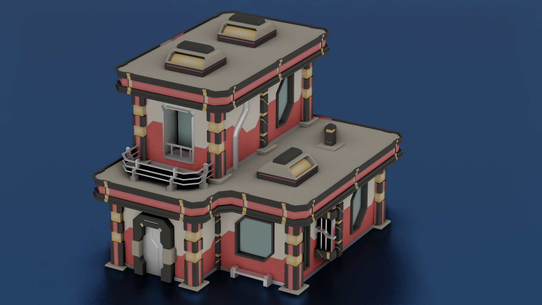 ArtStation - SCI FI BUILDING GAME READY LOW POLY | Game Assets