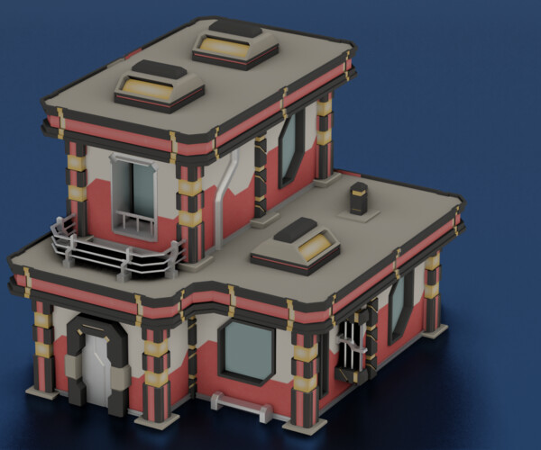 ArtStation - SCI FI BUILDING GAME READY LOW POLY | Game Assets