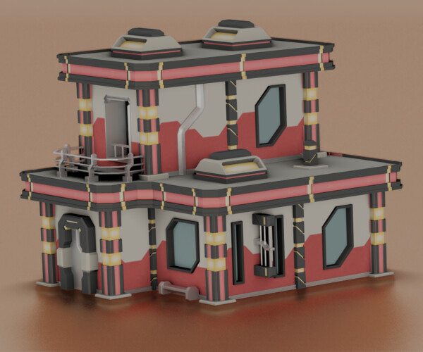 ArtStation - SCI FI BUILDING GAME READY LOW POLY | Game Assets
