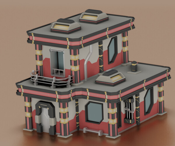ArtStation - SCI FI BUILDING GAME READY LOW POLY | Game Assets