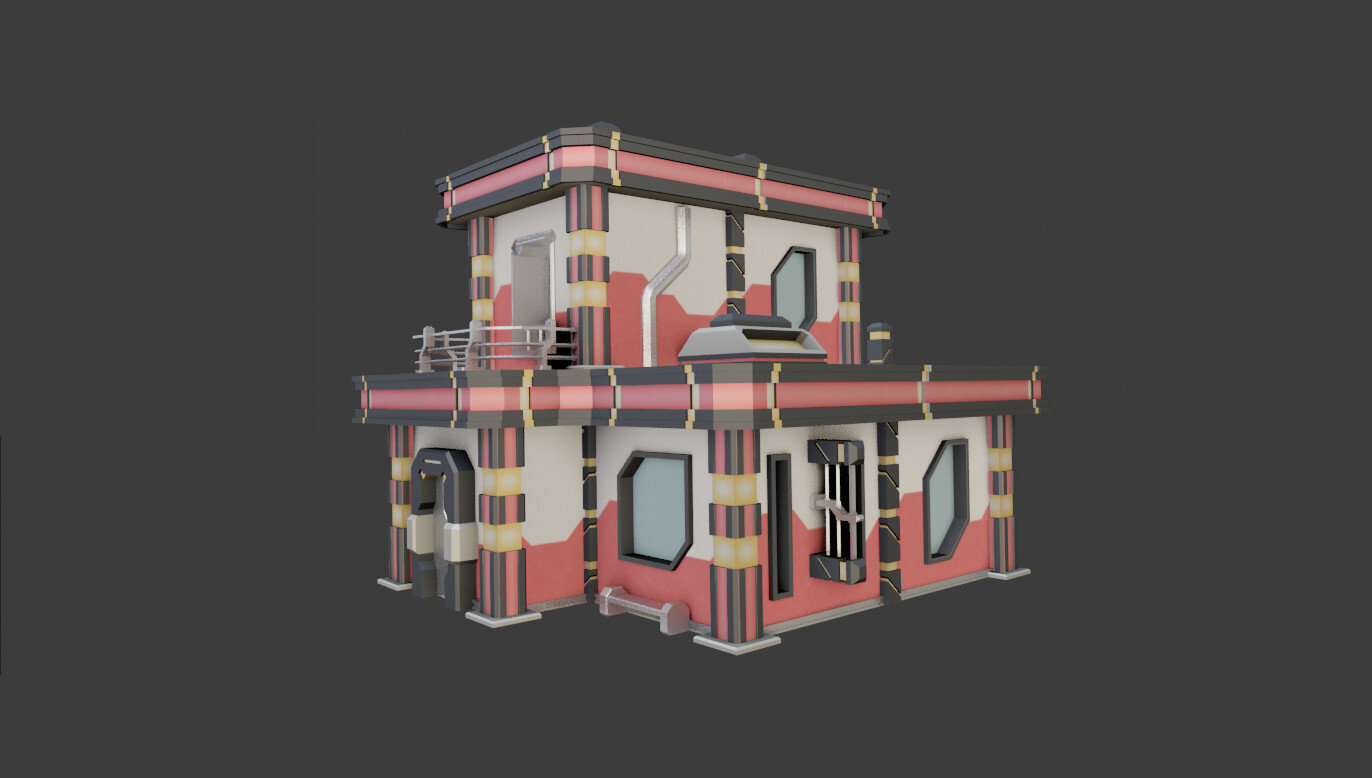 ArtStation - SCI FI BUILDING GAME READY LOW POLY | Game Assets