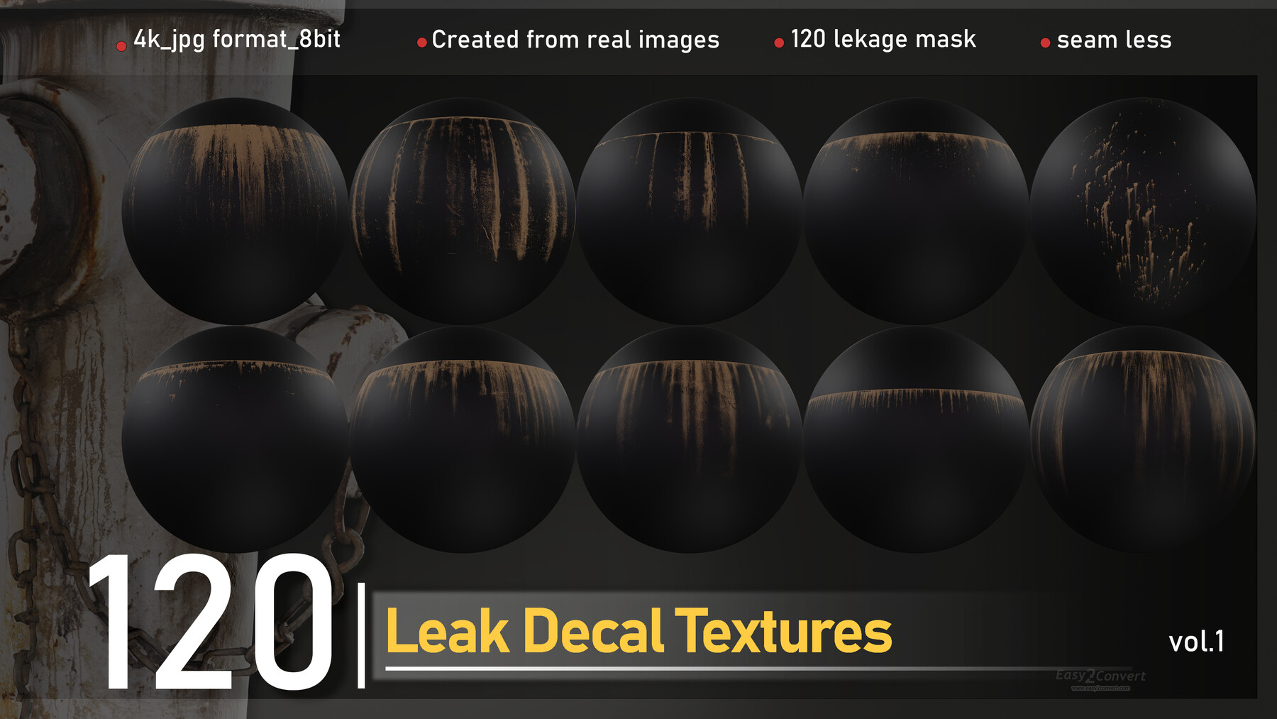 ArtStation - 120 Leak Decal Textures -vol .01 | Brushes