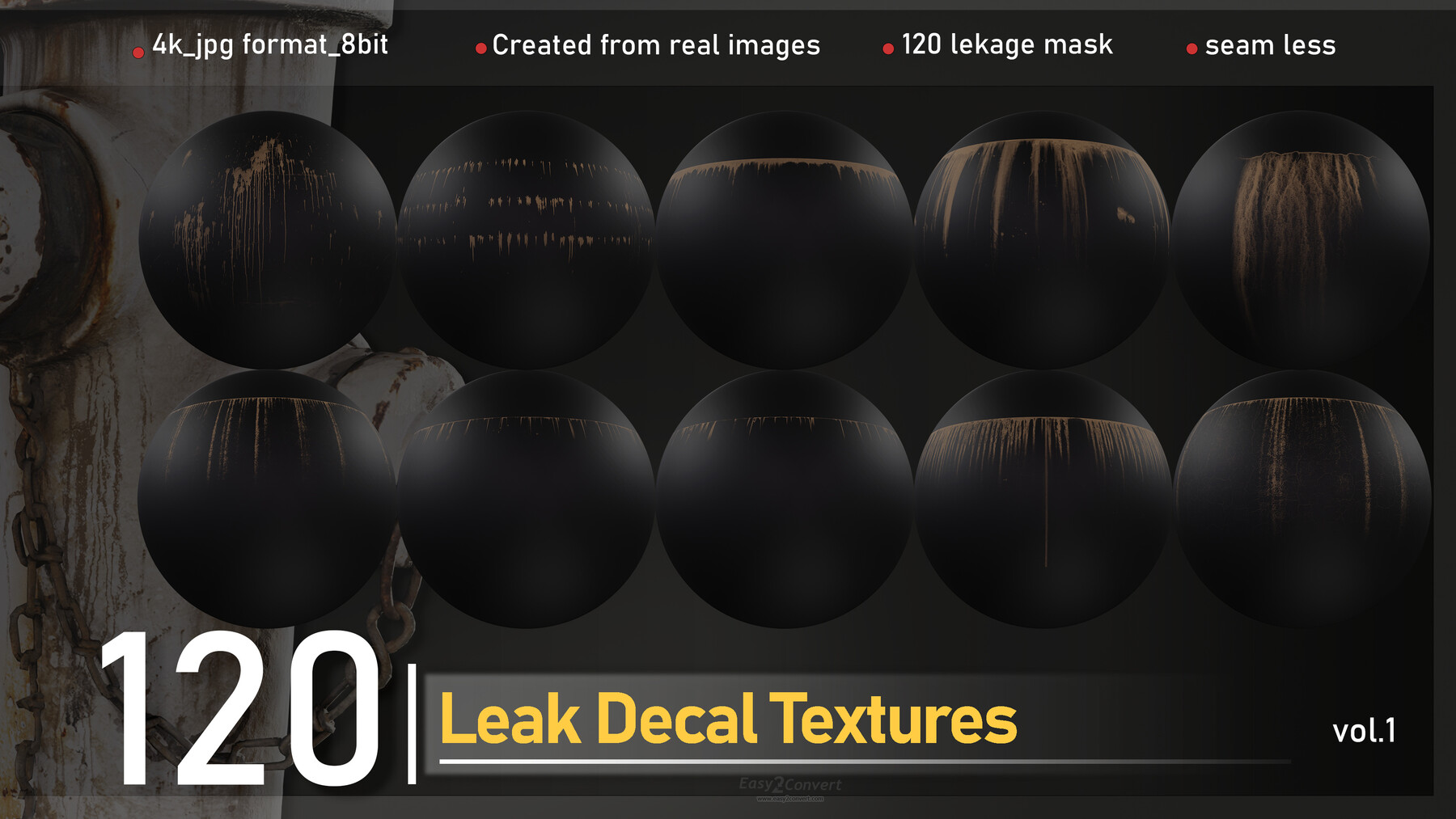 ArtStation - 120 Leak Decal Textures -vol .01 | Brushes