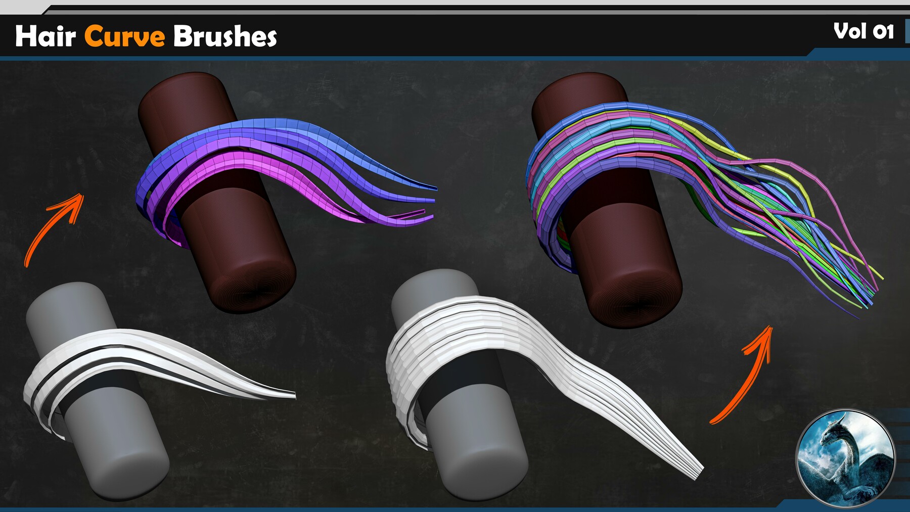 ArtStation - Hair Curve Brushes at Zbrush Vol 01 | Brushes