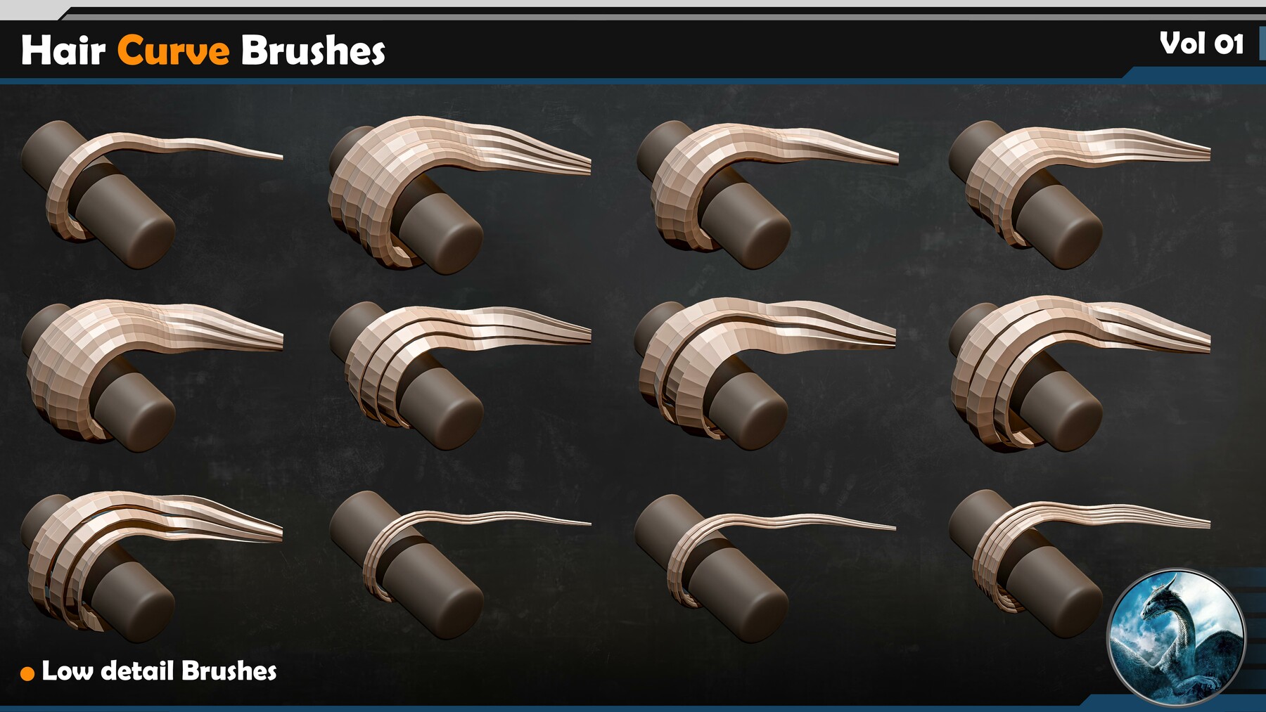 ArtStation - Hair Curve Brushes at Zbrush Vol 01 | Brushes