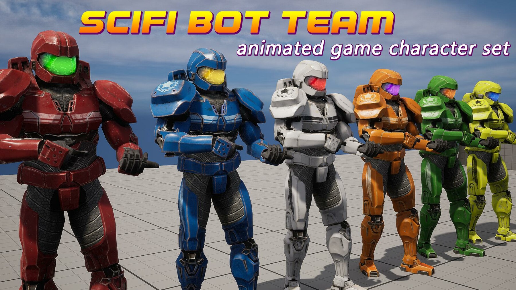 ArtStation - Scifi Bot Team - Space Marine Character Set | Game Assets