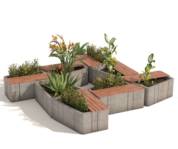 ArtStation - Modular Planters with bench | Resources