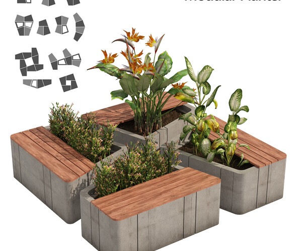 ArtStation - Modular Planters with bench | Resources