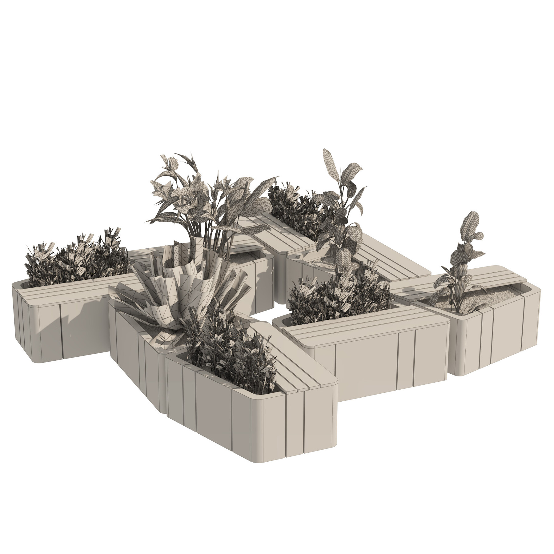 ArtStation - Modular Planters with bench | Resources