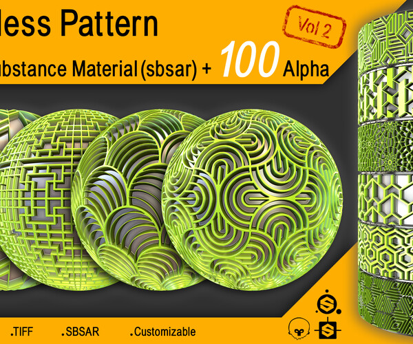 ArtStation - 100 Seamless Pattern + Alpha (4K) Vol 2 | Brushes