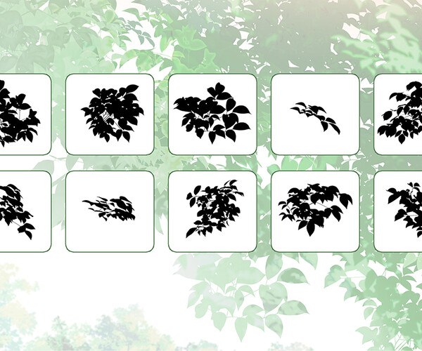 ArtStation - 2 Tree Leaves Brushes for ClipStudioPaint/10 PNG images ...