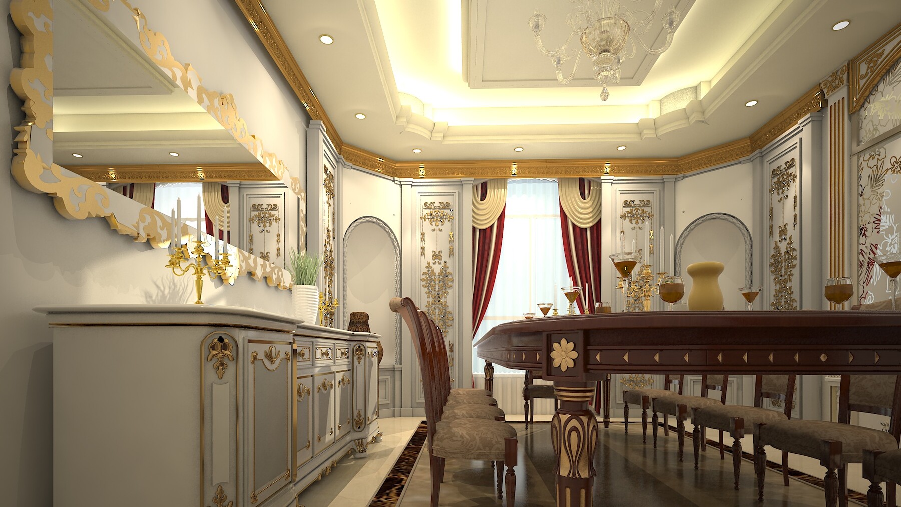 ArtStation - Classic Dining Room Interior model | Resources
