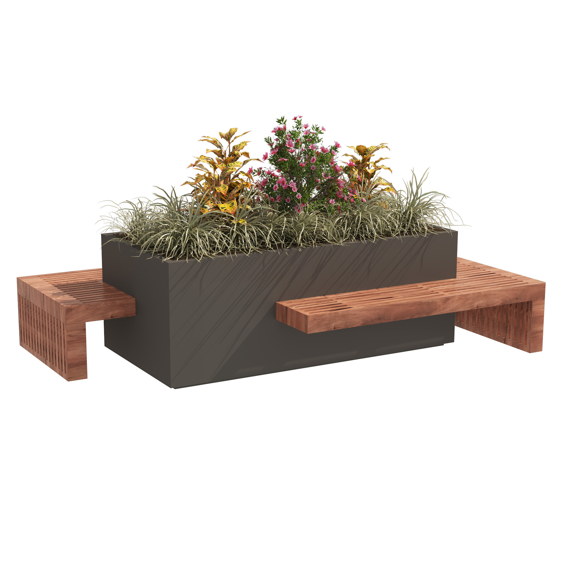 ArtStation - Modern Flowers Planter with Wood Bench | Resources