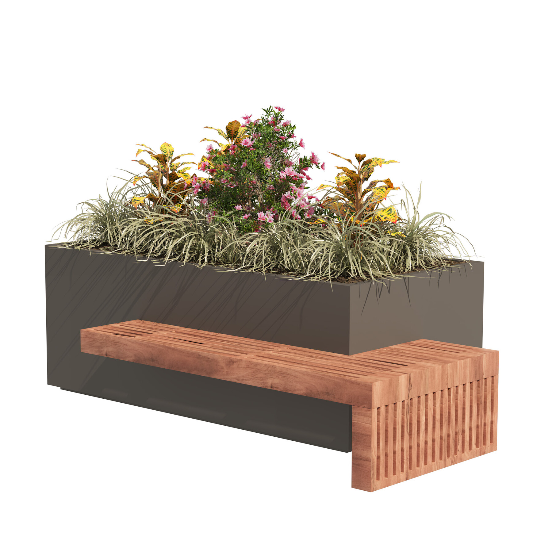 ArtStation - Modern bench with plant and flower planter | Game Assets