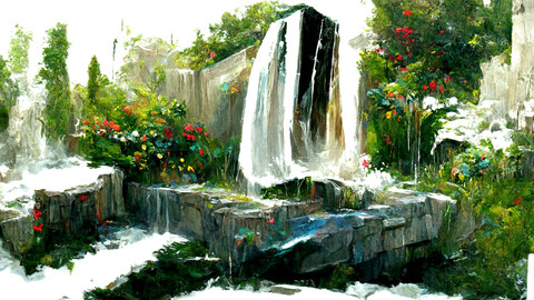 ArtStation - Waterfall painting | Artworks